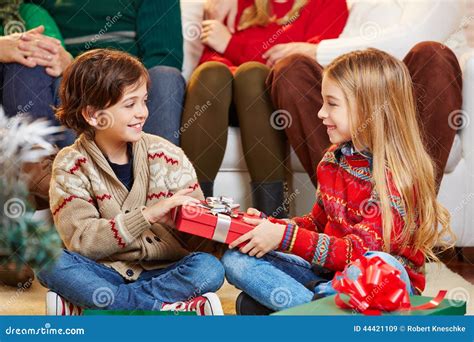 Sister Giving Brother T At Stock Image Image 44421109