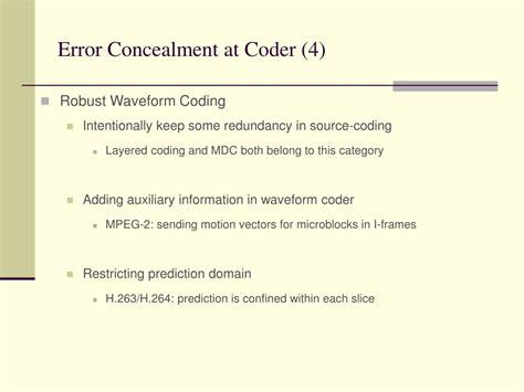 Ppt Error Control And Concealment For Video Communication Powerpoint