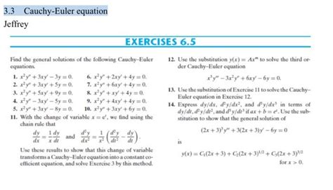Solved 33 Cauchy Euler Equation Jeffrey Exercises 65 Find