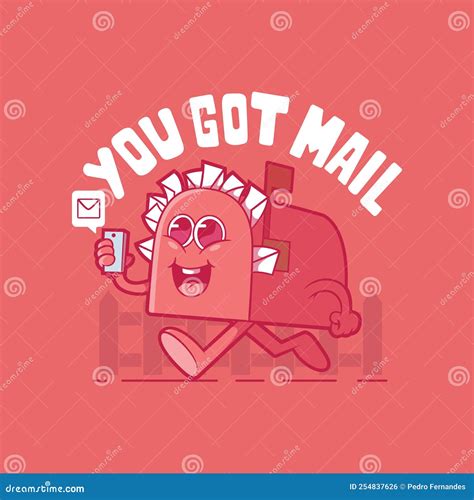 Mailbox Character Checking Email Vector Illustration Stock Vector