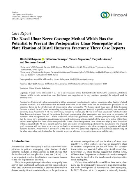 PDF The Novel Ulnar Nerve Coverage Method Which Has The Potential To