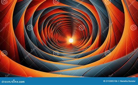 Hypnotic Vortex Design Abstract Orange And Blue Spiral Tunnel With