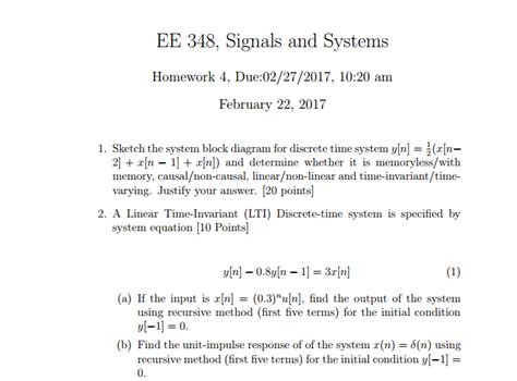 Solved Sketch The System Block Diagram For Discrete Time