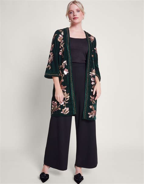 Kiara Velvet Kimono Green
