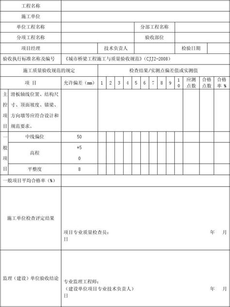 G2 109顶进箱涵滑板检验批质量验收记录 word文档在线阅读与下载 无忧文档