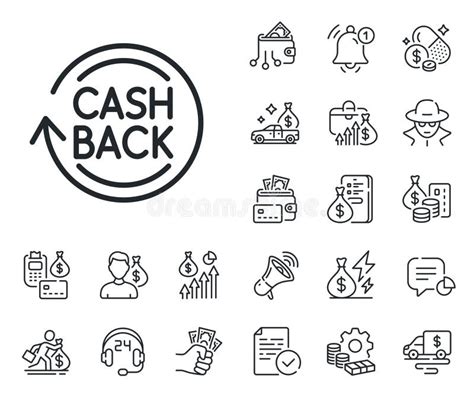 Cashback Service Line Icon Money Transfer Cash Money Loan And Mortgage Vector Stock