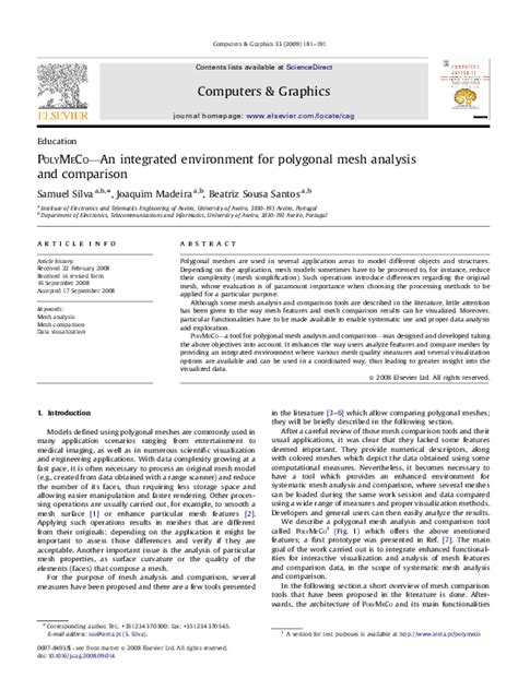 Pdf Polymeco—an Integrated Environment For Polygonal Mesh Analysis