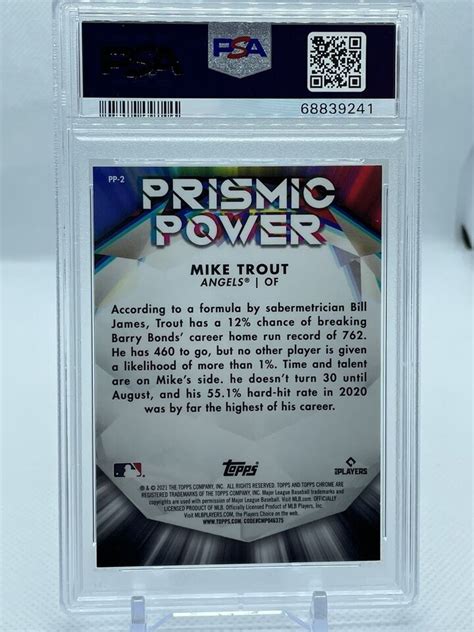 2021 Topps Chrome Mike Trout Psa 10 Prismic Power Insert Sp Ebay