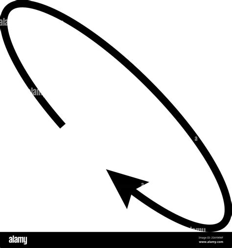 Oval Circle Rotate Arrow Icon Ellipse Orbit Line Arrow Symbol Oval Circumference Sign Vector