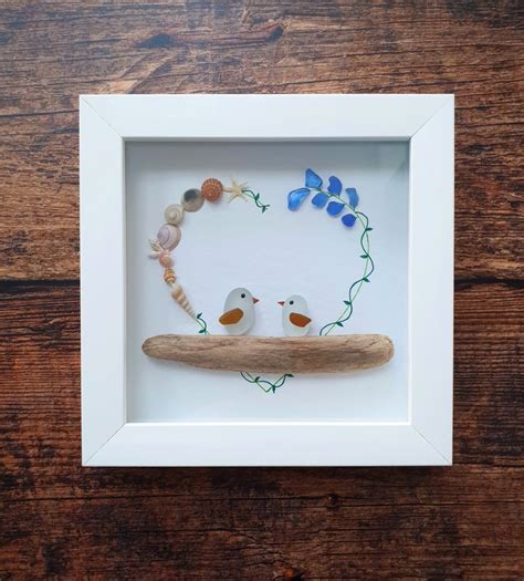 Sea Glass Seashells And Driftwood Lovebirds Folksy