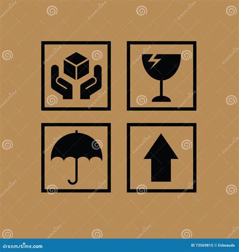 Set Of Fragile Symbols For Box Stock Vector Illustration Of Present