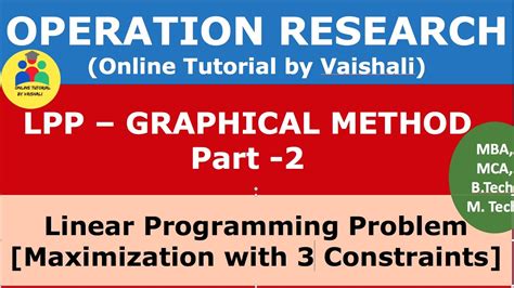 Lpp Using Graphical Method In Operation Research Maximization With 3