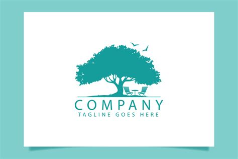 Simple Tree Logo With Lush Tree Chairs Birds For Any Business