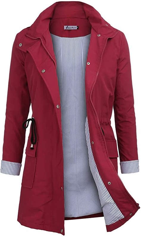 Twinklady Rain Jacket Women Windbreaker Striped Climbing Raincoats