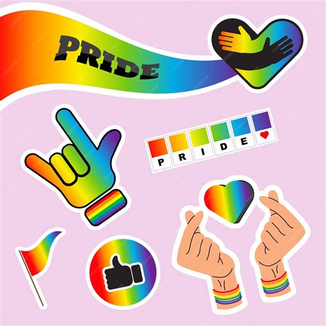Símbolos Do Conjunto De Adesivos Lgbtq Do Orgulho Definidos No Passeio