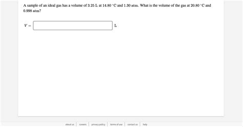Solved A Sample Of An Ideal Gas Has A Volume Of L At Chegg Com
