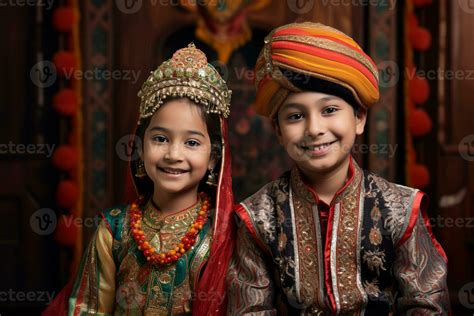 A Picture Of A Brother And Sister In Traditional Clothes Celebrating The Bhai Dooj Festiva Ai