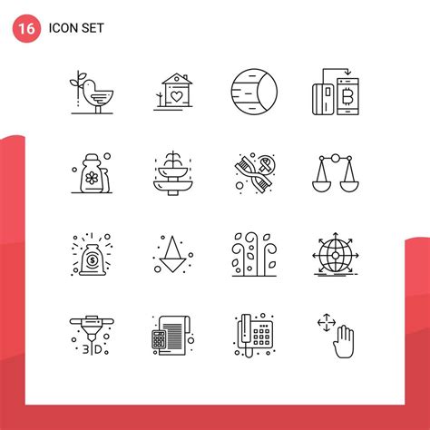 16 User Interface Outline Pack Of Modern Signs And Symbols Of Money Currency Couple Cashless