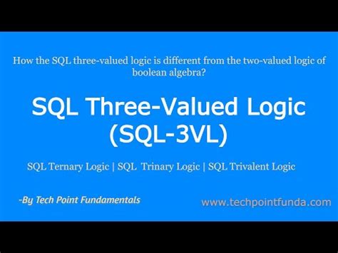 Tech Point Fundamentals SQL Three Valued Logic SQL Ternary Logic SQL