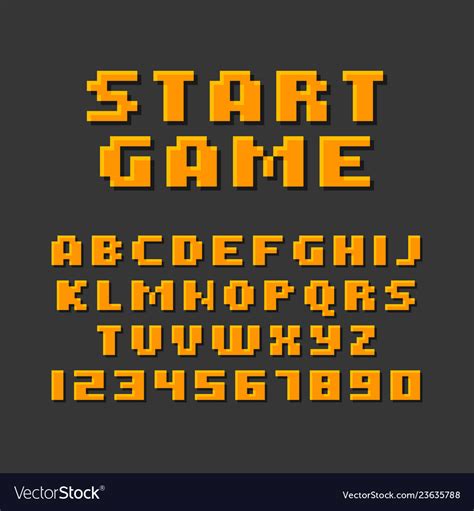 Pixel Retro Style Video Game Font Royalty Free Vector Image