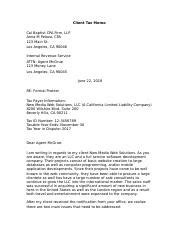 IRS Tax Memo Critical Docx Client Tax Memo Cal Baptist CPA Firm LLP Anna M Peloza CPA 123 Main