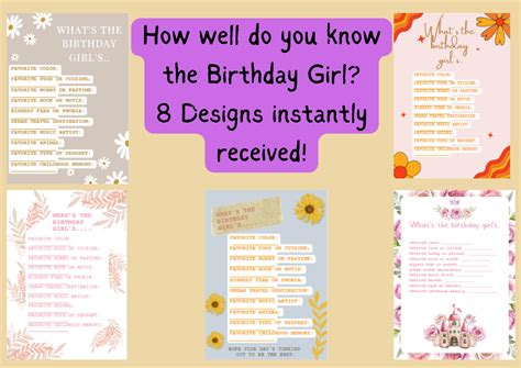 Who Knows The Birthday Girl Best Instant Download And Printable