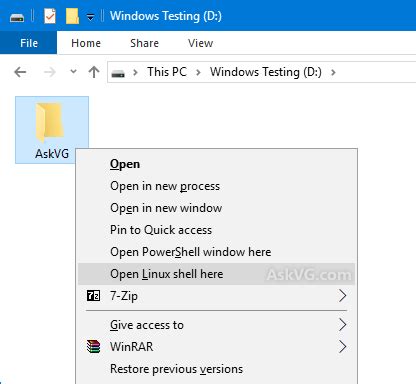 Windows Tip Remove Open Linux Shell Here Option From Folder Context Menu Askvg