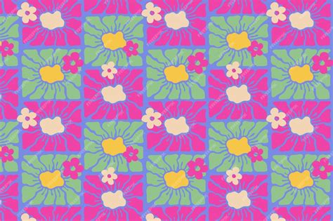 Free Vector Groovy Flower Pattern Design