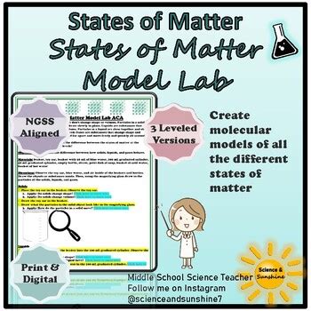 States Of Matter Model Lab Solids Liquids Gases By ScienceandSunshine7