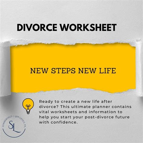 Divorce Planning Worksheet New Life Summerfield Law Office Pa