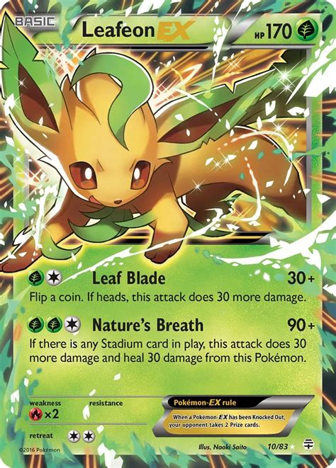 Pokémon XY Generations Card 010 Leafeon EX Standard Holo ArcadeGameCards