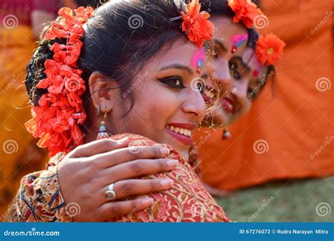 Young Girl Dancer S Jouful Expression At Holi Spring Festival In