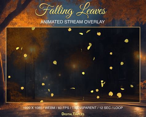 Twitch Overlay Falling Yellow Leaves Fall Animated Vtuber Asset Cozy