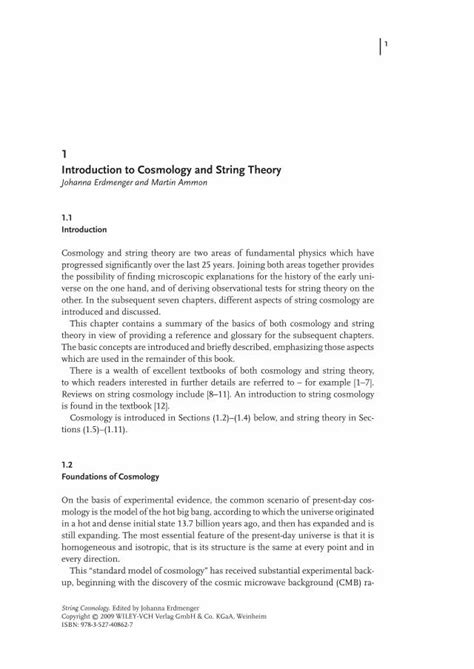 Pdf 1 Introduction To Cosmology And String Theory4 1 Introduction To