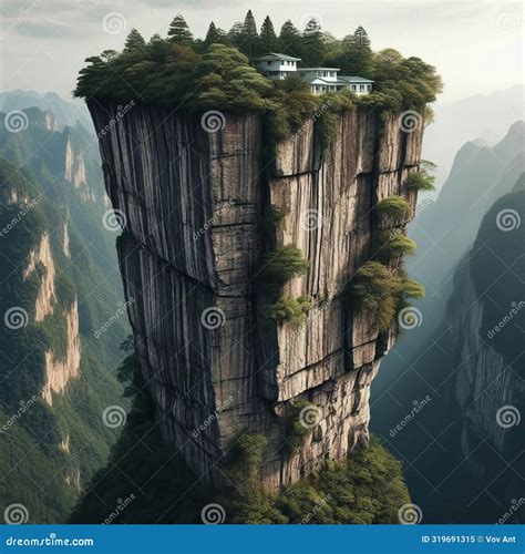 Overhanging Cliff A Cliff That Extends Horizontally Beyond The Stock Illustration Illustration