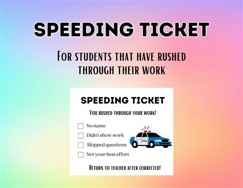 Speeding Ticket Classroom Management Tool Back To School Supplies For