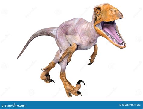 Dinosaur Deinonychus Cartoon Vector Illustration Monochrome