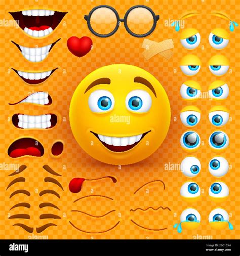 Cartoon Giallo 3d Smile Faccia Vettore Costruttore Creazione Di