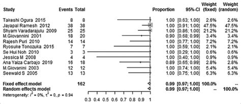 Forest Plot For Technical Success Rate And Confidence Intervals In Each Download Scientific