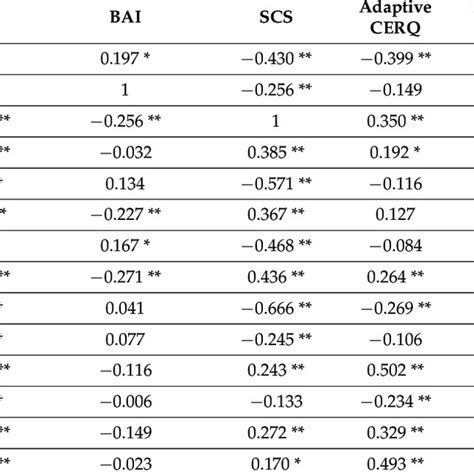 Pearson Correlation Analysis Among Assessed Scale Scores And Subscores