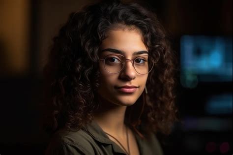 Premium Ai Image Young Successful Indian It Developer Female Engineer Working Inside The