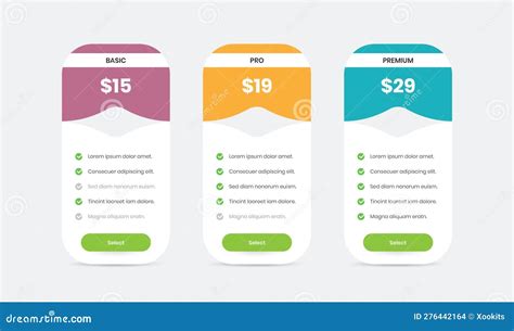 Minimalistic Pricing Plan Comparison Chart For Web And Mobile Interface Stock Vector