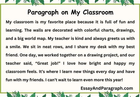 Paragraph On My Classroom 100 150 200 250 And 300 Words