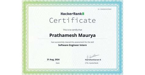 Prathamesh Maurya On Linkedin Hackerrank Skill Certificate