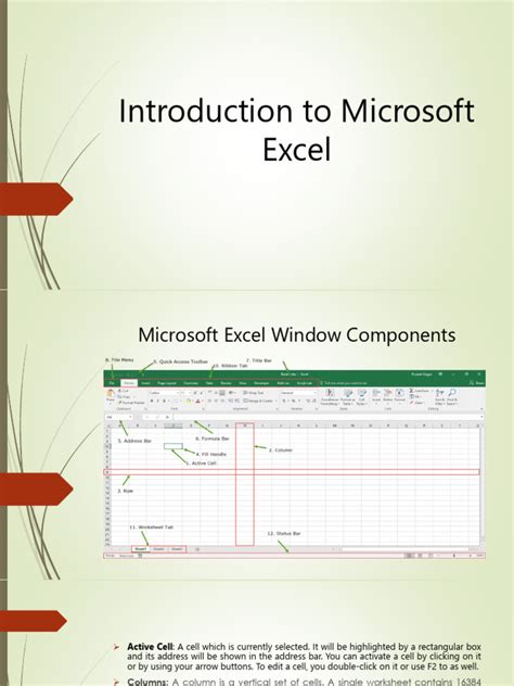 Microsoft Excel Window Components Pdf Microsoft Excel Window