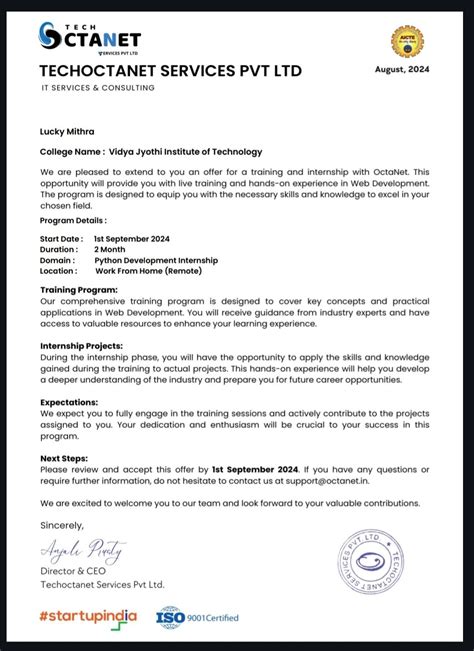 lucky mithra on linkedin internship python techjourney octanet