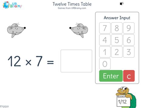 Twelve Times Table 12x Times Tables Maths Games For Year 4 Age 8 9