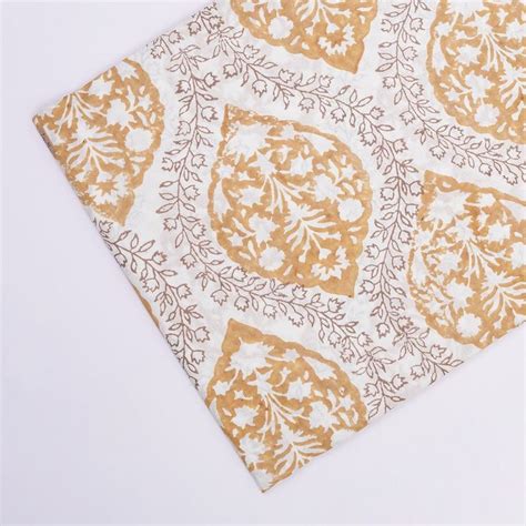 1 Yard Indian Handmade Natural Cotton Sanganeri Hand Block Print Floral