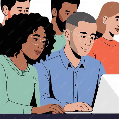 Group Of People Working Together On A Laptop Premium Ai Generated Vector