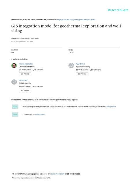 Gis Integration Model For Geothermal Exploration A Pdf Geographic